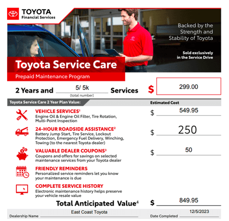 2025 Toyota Prepaid Maintenance Plans | East Coast Toyota