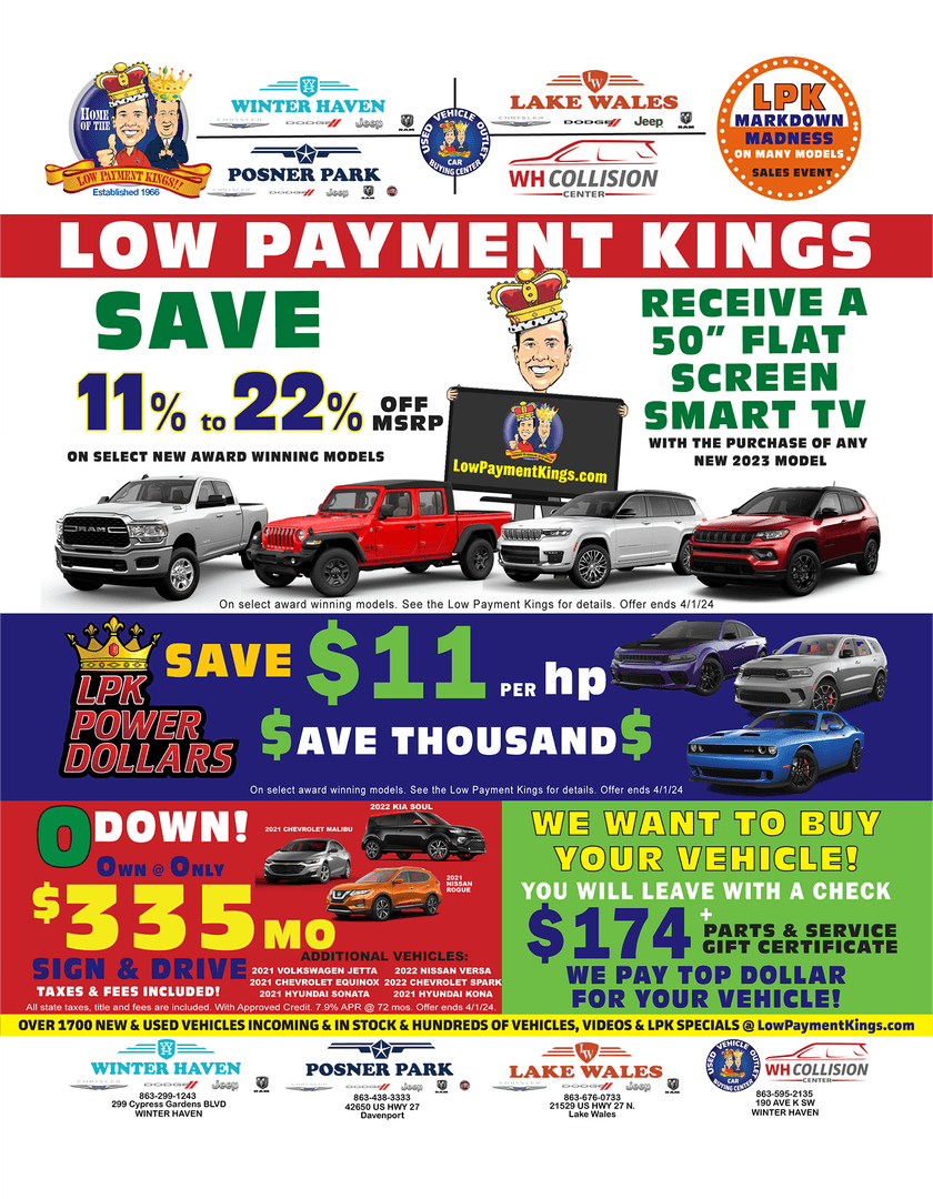 Low Payment Kings | Jeep & Ram Dealership in Davenport, FL